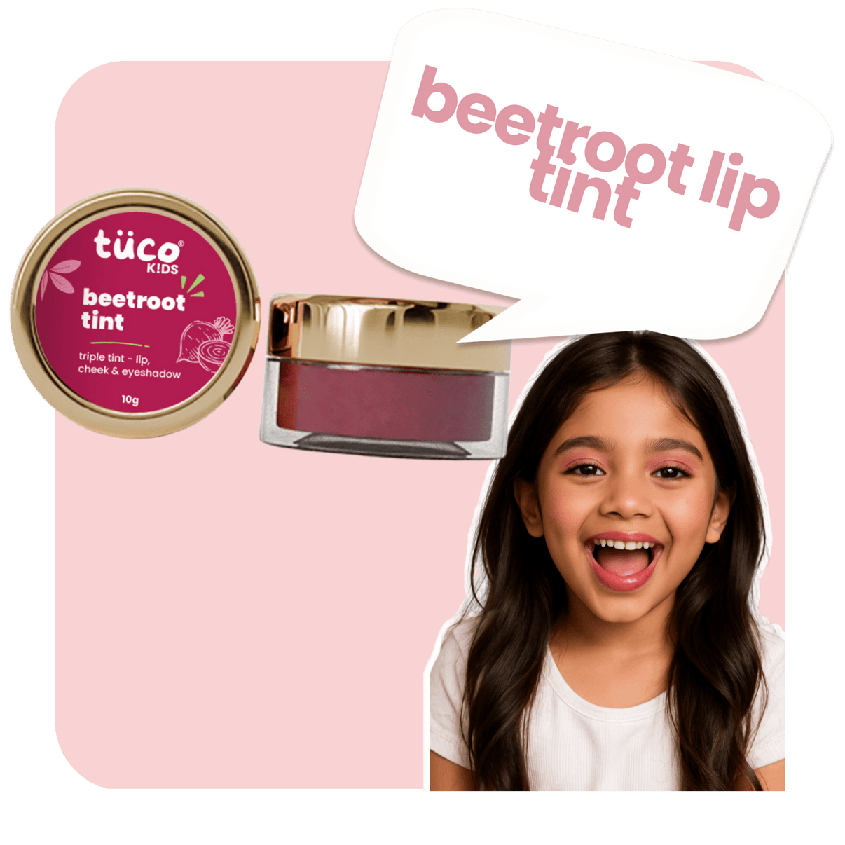 Tuco Kids Beetroot Triple Tint | 100% Natural Lip, Cheek & Eye Tint for Sensitive Skin